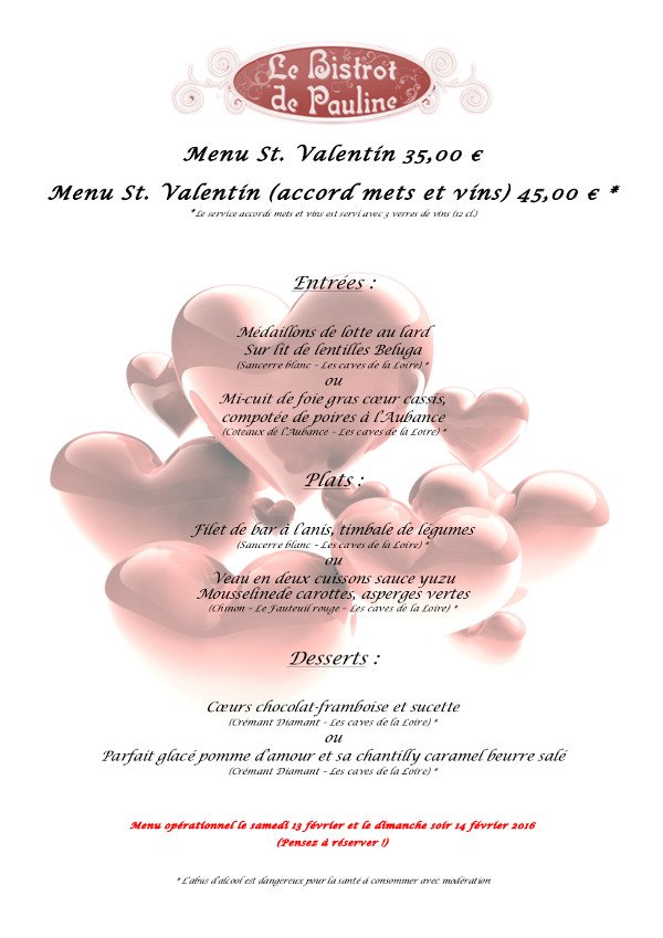 Restaurant Le Bistrot 2 Pauline - Menus spéciaux